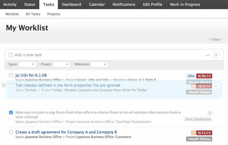 Oct 2015 | Personal Worklists, Quick Forms - Traction Software