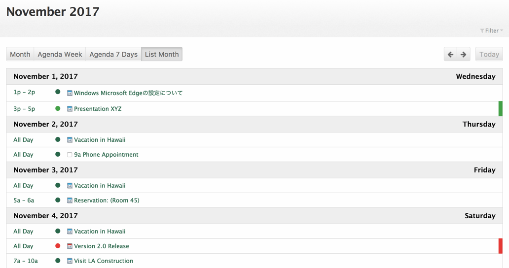 Dec 2017 | FullCalendar adds list and schedule views, ability to show ...