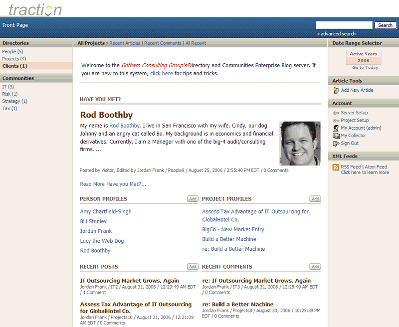 Home Page and Dashboards - Traction Software